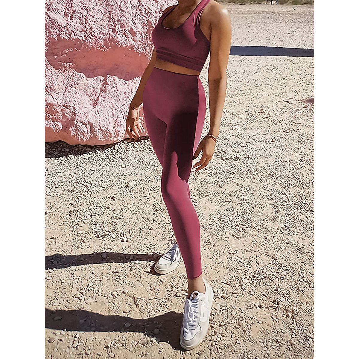 Women’s Yoga Outfits 2 piece Set Workout Tracksuits Sports Bra High Waist Legging Active Wear Athletic Clothing Set (Small, 1917 Living Coral)