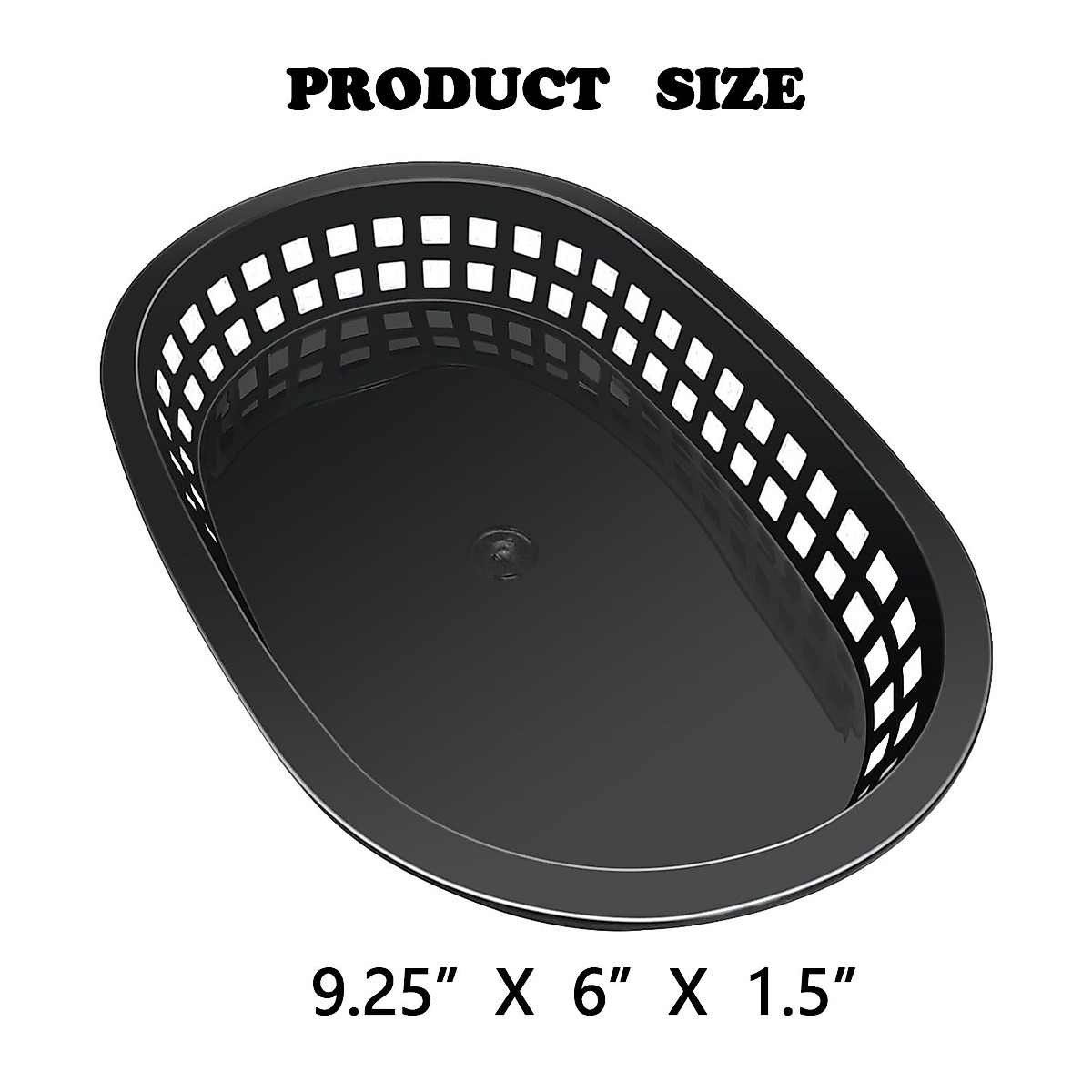 RAOOKIF 15 Pack Fast Food Baskets, Black Plastic Baskets, Great for Fast Food Restaurant Supplies, Plastic Foodservice Bread, Burger & Fries Tray Platter Set For Party (Black)