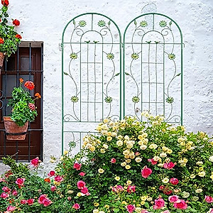 2 Pack Metal Garden Trellis 86.7" H Garden Fence Rustproof Trellis for Climbing Plants Support Roses Flower Outdoor Lawn Green