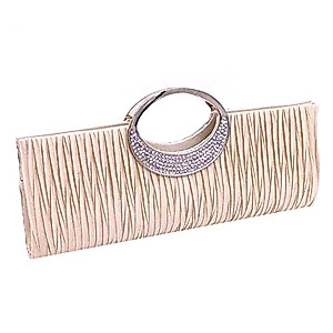 Floralby Women Clutch Bag Luxury Rhinestone Evening Party Handbag Purse (Beige)