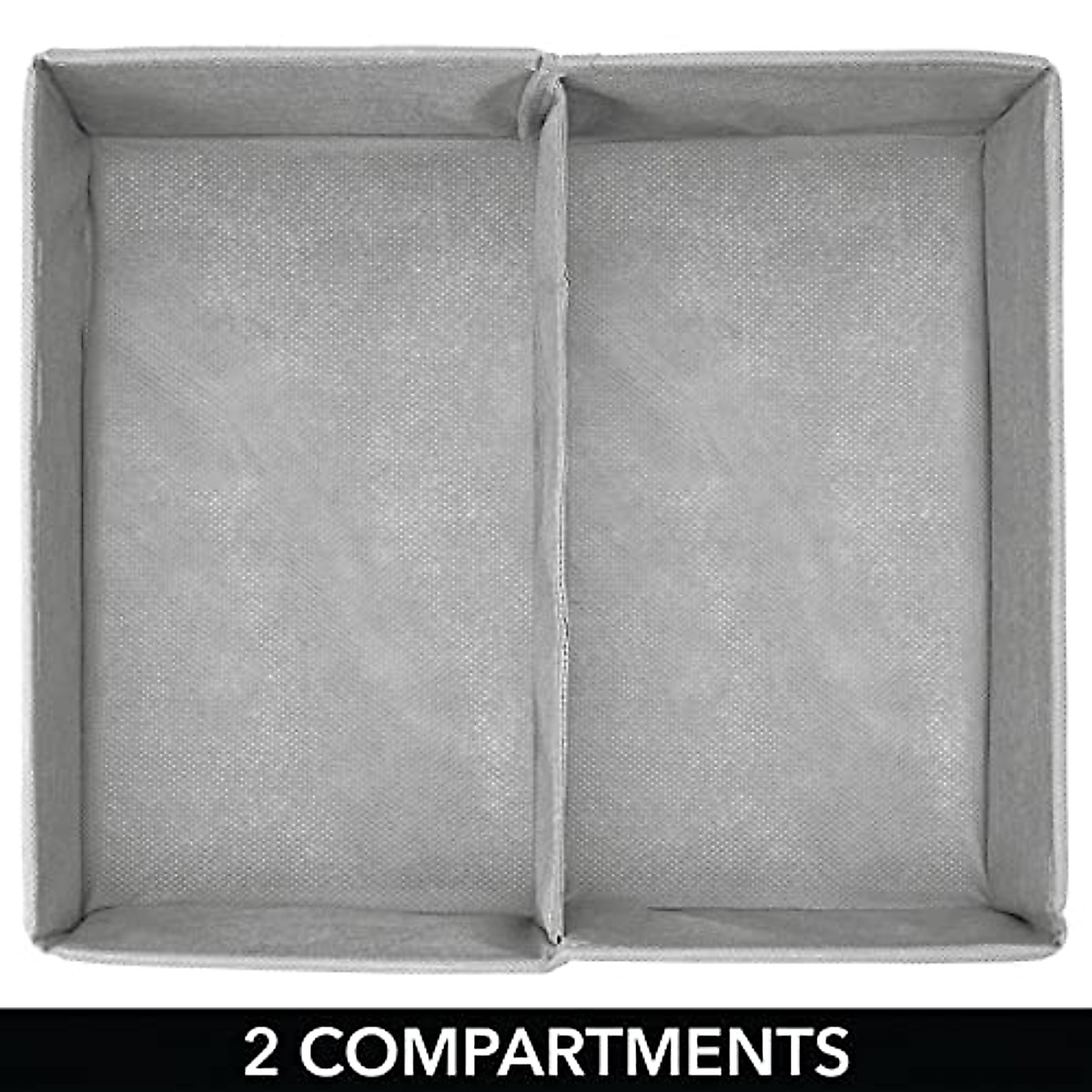 mDesign Fabric Drawer Organizer Bin Dividers for Kids/Baby Nursery Dresser, Closet, Organization - Bins Hold Clothes, Diapers, Cream, Toy, Blankets - 3 Pack, Gray Herringbone