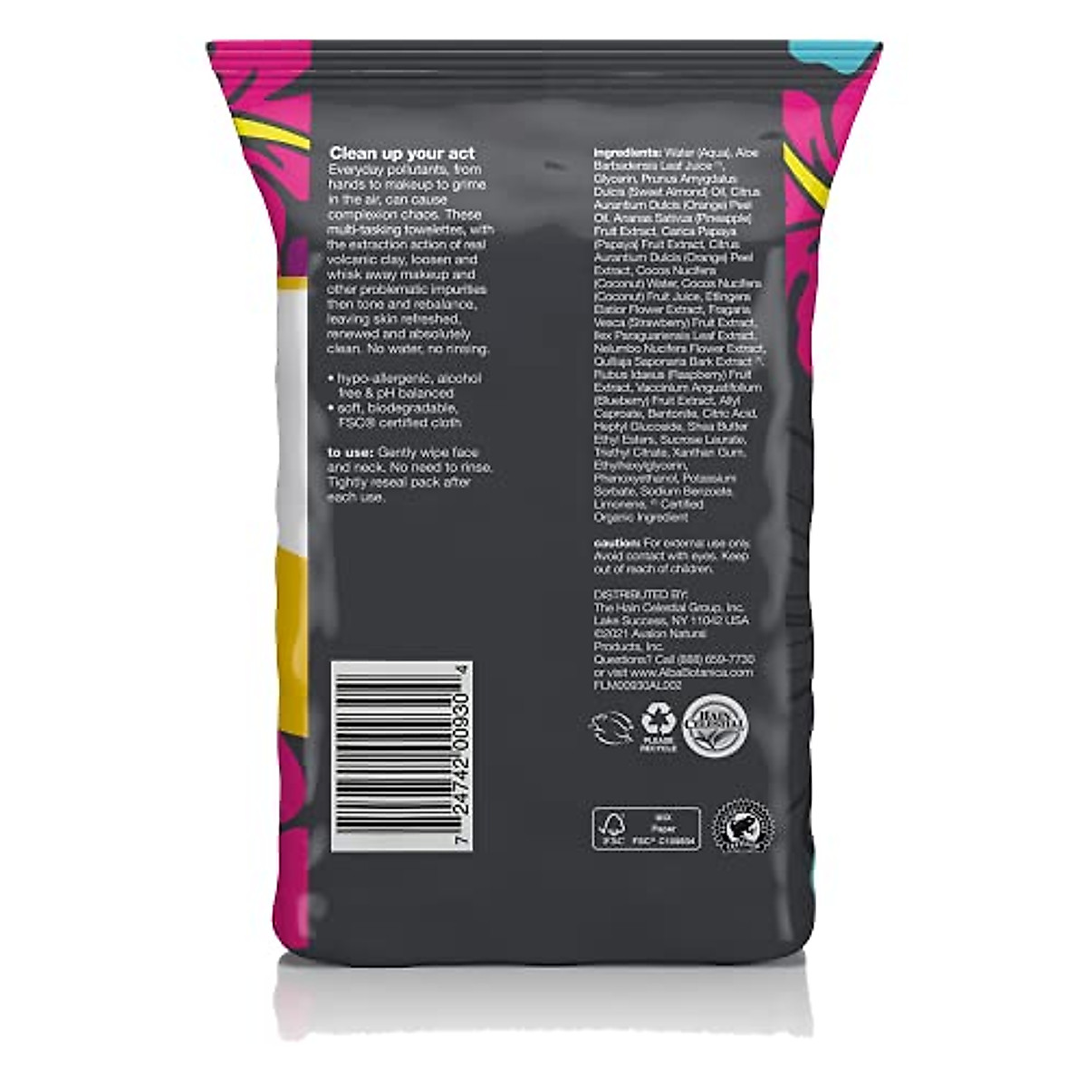 Alba Botanica Hawaiian Detox Towelettes, Anti-Pollution Volcanic Clay, Fragrance Free, 25 Count (Packaging May Vary)