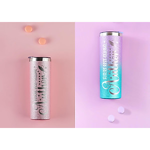 Onebttl Writer Gifts for Women - Future Author - 20oz/590ml Glitter Stainless Steel Insulated Tumbler with Straw - Graduation/Birthday/Christmas Gift for Writers, Novelist - Glitter Pink