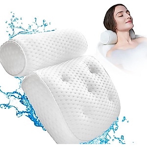CAICFYIN Bathtub Pillow for Men and Women,Bath Pillows for Tub with 4D Waterproof Air Mesh Material Technology and 7 Non Slip Suction Cups,Bath Pillows for Tub Neck and Back Support