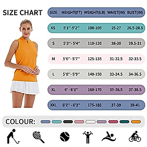 CQC Women's Sleeveless Golf Polo Tennis Shirts Zip Up Quick Dry UPF 50+ Athletic Tank Tops Moisture Wicking Sport Casual Golden Spice M