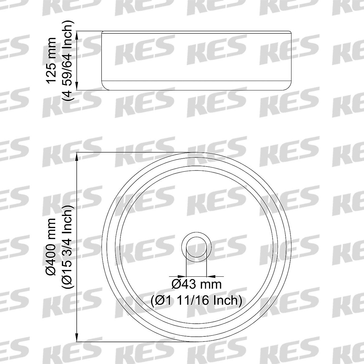 KES Vessel Sink, Bathroom Vessel Sink Bowl 16 Inch Round Above Counter Circular White Vessel Sink Countertop Sink for Cabinet Lavatory Vanity, BVS121