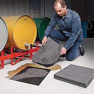 New Pig Premium Absorbent Mat Pads | 20 Oil Absorbent Pads | The Original PIG Mat | 15" x 20" Oil Pads | Each Pad Absorbs 28 oz | Total Absorbency is 4.4 Gallons | 20-Count | Heavyweight | PM50275