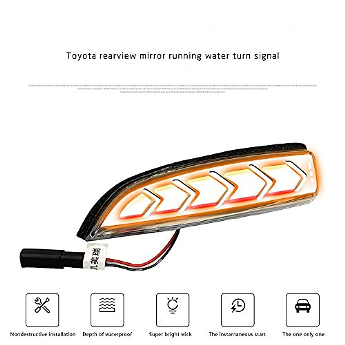 Auto-Tech 1 Pair Side Rearview Mirror Running Water Turn Signal Lamp Compatible For Toyota Verso 2016-2018 (Blue Light)
