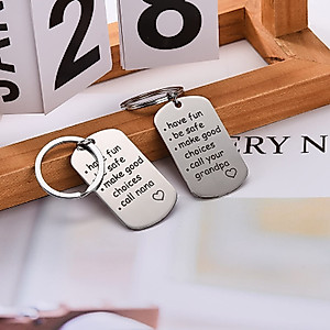 LIBOOI Drive Safe Keychain, Have Fun Be Safe Make Good Choices Stainless Steel Keychain Christmas Birthday Gifts