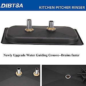 DIBTSA Pitcher Rinser, Espresso Rinser, Drain and Drip Tray, Stainless Steel Bar Glass Rinser for Sink, Cup Washer Spray Rinser for Home Kitchen Hotel Cafe Restaurant (12.8 x 6.9 x 0.9 inch,Black)