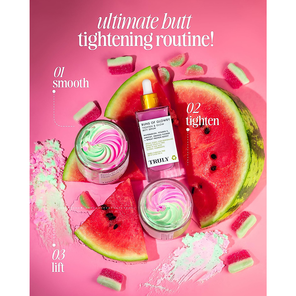 Truly Beauty For Your Buns - Butt Acne Clearing Treatment - Butt Scrub for Women Exfoliation Polish and Exfoliating Body Scrub - Comes with Buns of Glowry Body Polish and Skin Tightening Cream Serum