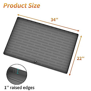 Under Sink Mat for Kitchen Waterproof 34" X 22" Silicone Under Sink Liner with Drain Hole Hold up to 3.3 Gallons Liquid Kitchen Bathroom Cabinet Mat