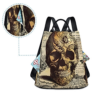 ALAZA Day of the Dead Skull Flower Women Backpack Anti Theft Back Pack Shoulder Fashion Bag Purse