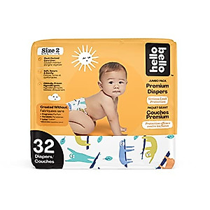 Hello Bello Premium Baby Diapers Size 2 I 32 Count of Disposeable, Extra-Absorbent, Hypoallergenic, and Eco-Friendly Baby Diapers with Snug and Comfort Fit I Sleepy Sloths