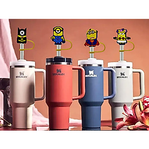 [5 Pcs] Brighten Your Stanley Cup & Stitch Water Bottle w/Cute Cartoon Straw Covers - Cute Valentine Gift, Straw Caps & Straw Topper Perfect for Coffee, Tumblers, Starbuck Cups & Reusable Straws!
