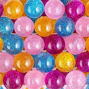 Bouncy Balls Glitter Ball 1.26 inch (32 mm) 50 psc - Rubber Balls for Toddlers 4 Colors Glitter Style Bouncy Balls for Kids Small Balls for Babies - Party Favors Pinata Stuffers Gifts Toys & Games