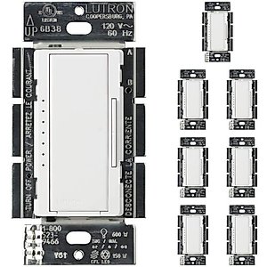 Lutron Maestro LED+ Dimmer Switch for Dimmable LED, Halogen and Incandescent Bulbs, 150W/Single-Pole or Multi-Location, MACL-153M-WH, White (8-Pack)