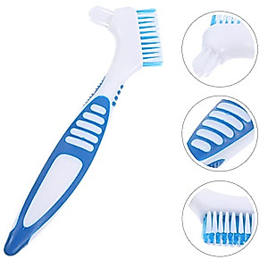 Ipetboom Mini Brush Denture Cleaning Brush Double Sided Denture Toothbrush Deep Clean Brush Small Cleaning Brush Detail Cleaning Scrub Brush False Teeth Cleaning Tool Blue Cleaning Brushes