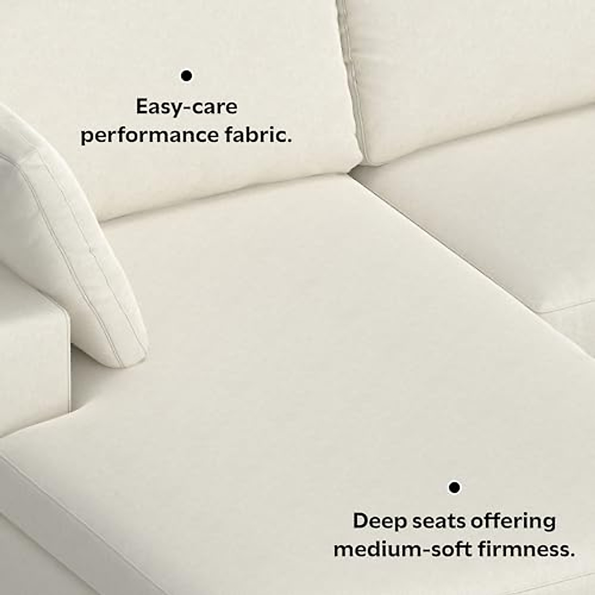 SIMPLIHOME Charlie Left-Facing Sectional Sofa in 100% Recycled Polyester Tightly Woven Performance Fabric, Cream, 122-inches Wide, Handcrafted Contemporary Style L-Shaped Couch with Chaise