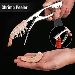 CookDaoMo 5 Pcs Stainless Steel Seafood Tools Set, Includes Fish Scaler, Shrimp Line Fish Maw Knife, Shrimp Peeler, Oyster Shucking Knife and Crab Cracker