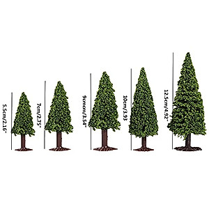 alblinsy 10pcs Green Scenery Landscape Model Cedar Trees Train Scenery Landscape Pine Miniature Diorama Trees Mixed Model for Road Architecture Building DIY Decoration