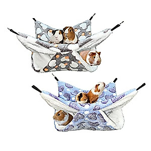 2 Pieces Guinea Pig Rat Hammock, Bunkbed Guinea Pet Small Animal Hanging Hammock Hamster Ferret Cage Accessories Toys Bed for Small Animals Chinchilla Parrot Ferret Squirrel Sugar Glider Playing