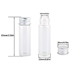 MaxMau 24 Tiny Jars with Aluminum Screw Lids 15ml Small Glass Bottles Clear Mini Vials Metal Caps Top Sample Message Bottle Jewelry Beads Herbs Storing Wedding Favors DIY Decorations