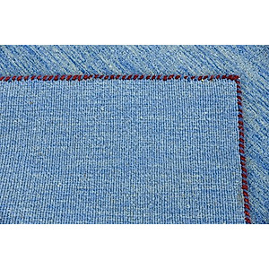 Unique Loom Solid Gava Collection 100% Natural Twisted Wool Modern Light Blue Area Rug (3' x 5')