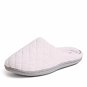 Dearfoams Women's Leslie Washable Memory Foam Terry Clog with Wide Widths Slipper, Fresh Pink, Medium