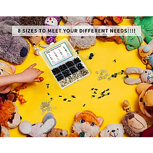 XKDOUS 260PCS Plastic Safety Eyes with Washers, 6-18 mm, 8 Sizes Safety Eyes for Crochet Crafts, DIY Crafts, Stuffed Animals