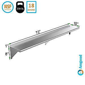 10" X 72" Stainless Steel Wall Shelf | Metal Shelving | Garage, Laundry, Storage, Utility Room | Restaurant, Commercial Kitchen | NSF…