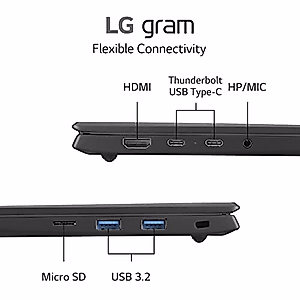 LG gram 17” Lightweight Laptop, Intel 13th Gen Core i7 Evo Platform, Windows 11 Home, 16GB RAM, 1TB SSD, Black