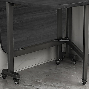 Rukulin Multifunction Table Drop Leaf Dining Table - 47" Wooden Foldable Kitchen Table with 6 Wheels (Black)