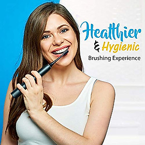 Pyle Health Ultra sonic Wave Rechargeable Electric Toothbrush with 3 brush modes, two minute timer, 2 Oral Brush Heads, Automatic Charging Dock Holder - For Kids, Teens, Adults - PHLTB41BK (Black)