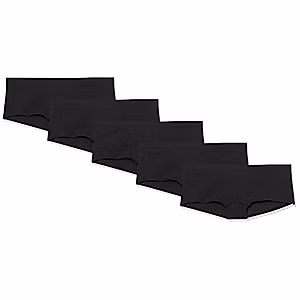 Amazon Essentials Women's Cotton Boyshort Underwear (Available in Plus Size), Pack of 5, Black, Small