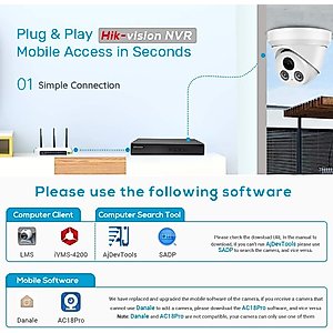 UltraHD 8MP Full Color POE IP Camera Compatible for Hikvision, Human&Vehicle Detection, 24/7 Full Time Color Night Vision,2.8mm Fixed Lens,Built-in Microphone,WDR,IP67 Outdoor