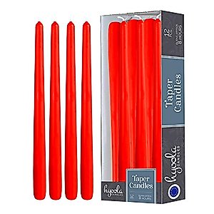 Hyoola 12 Pack Tall Red Taper Candles - 10 Inch Red Dripless, Unscented Dinner Candle - Paraffin Wax with Cotton Wicks - 8 Hour Burn Time.