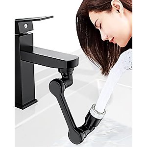 FIRMER Faucet Extender, 1080 Degree Rotatable Multifunctional Extension Faucet Aerator, Large-Angle Rotating Splash Filter Faucet Attachment for Eye, and Gargle Portable Washing Black