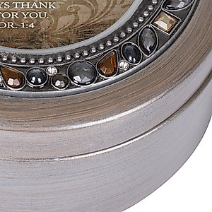 Cottage Garden Count Blessings You Twice Brushed Pewter Jewelry Music Box Plays Amazing Grace