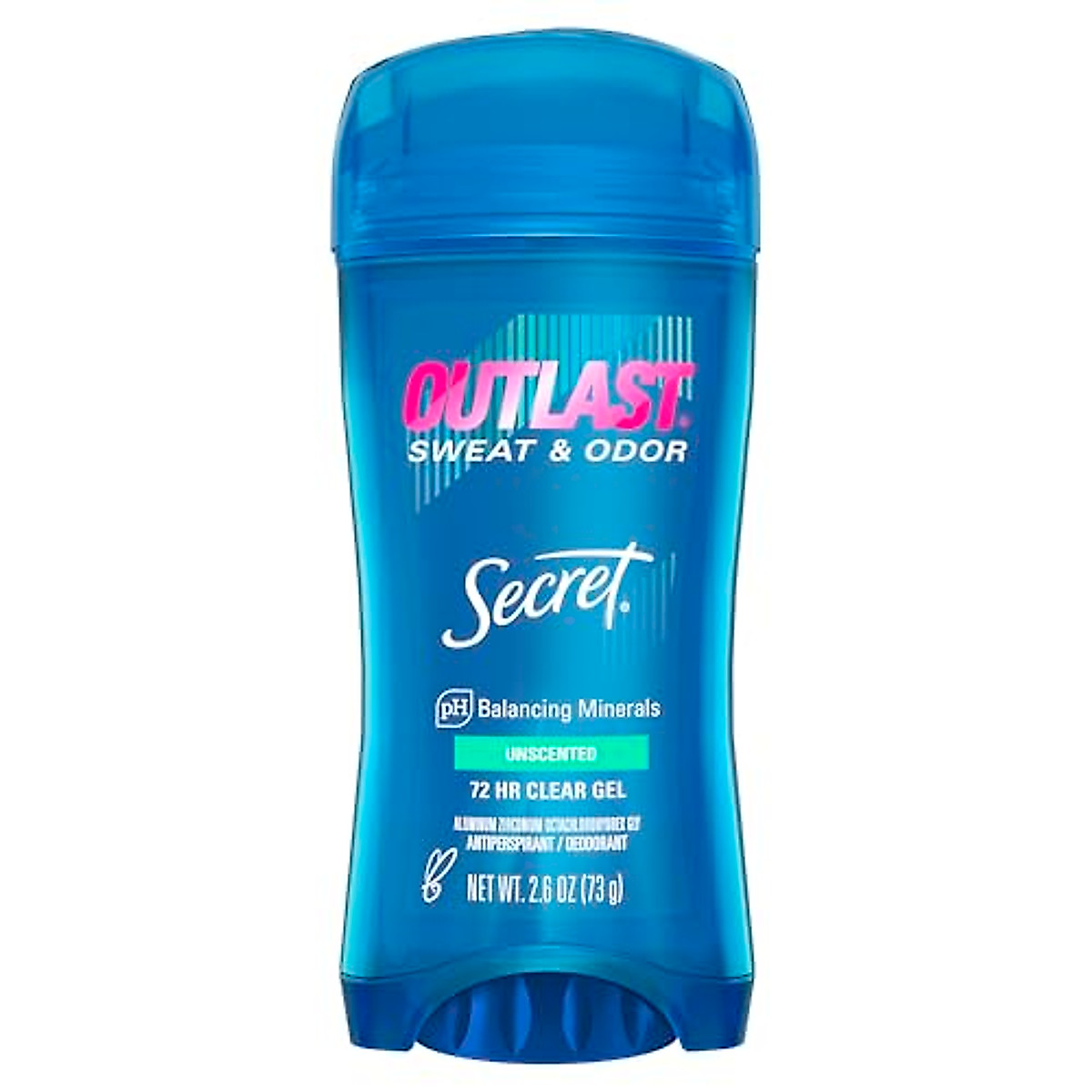 Secret Outlast Antiperspirant Deodorant for Women, Sweat & Odor Protection, PH Balancing Minerals, Clear Gel, Unscented, 2.6 oz