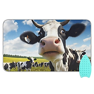 GOODOLD Funny Cow Ironing Mat Portable Travel Ironing Pad for Washer,Dryer,Table Top, Iron Board Alternative Cover, Large Heat Resistant Ironing Blanket