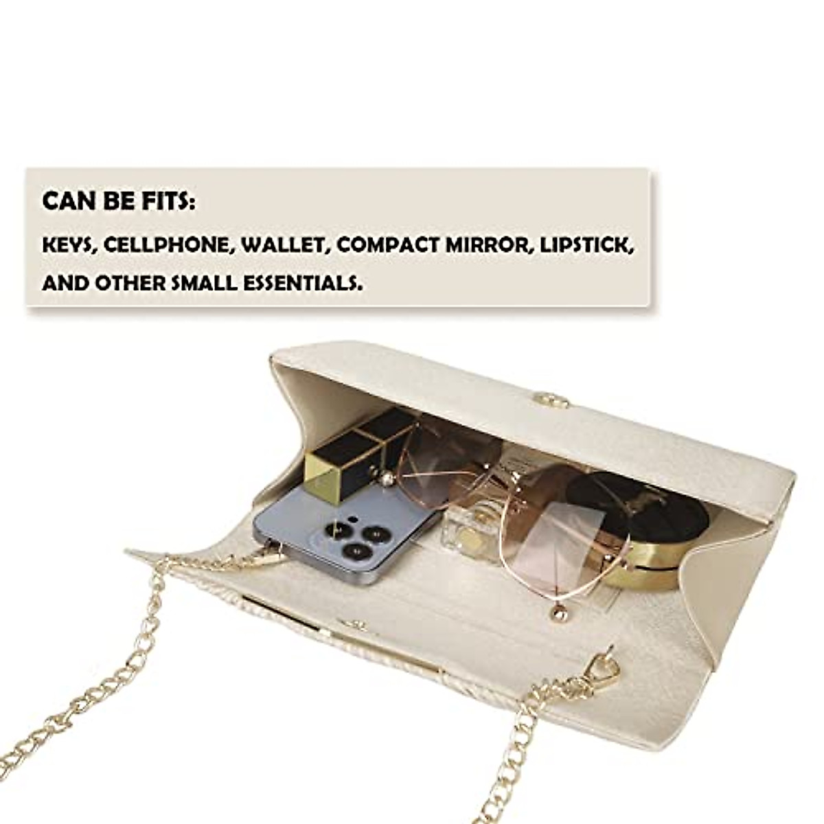 Vtitaxy Large Clutch Evening Bag Purses for Women Wedding, Satin Sparkling Envelope Handbags Formal Bridal Prom Foldover Bag