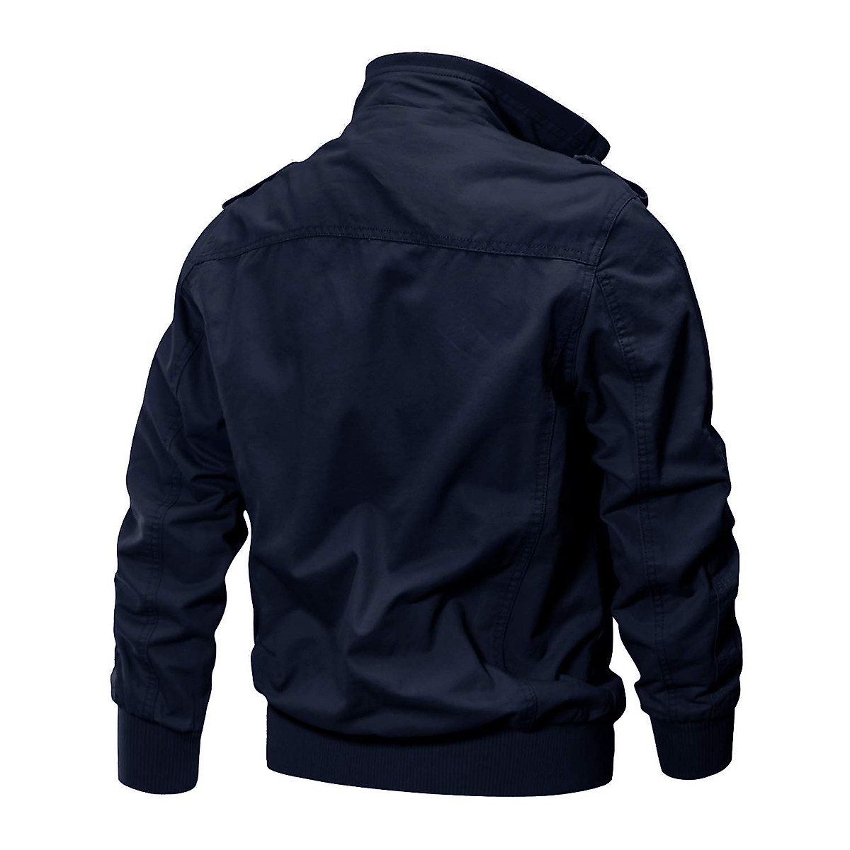 EKLENTSON Men's Cotton Collar Casual Button Military Cargo Jacket Outwear Winter Coat Men Army Jacket Blue