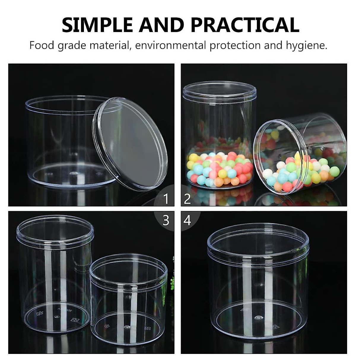 Gadpiparty Air Proof Cookie Jar 8 Pcs Home and Lid Round, Jars Chocolate Jar Party Containers with for Cylinder Cookie Wedding Treat Proof Sweets Transparent Jewelry Airtight Container Moist Small g