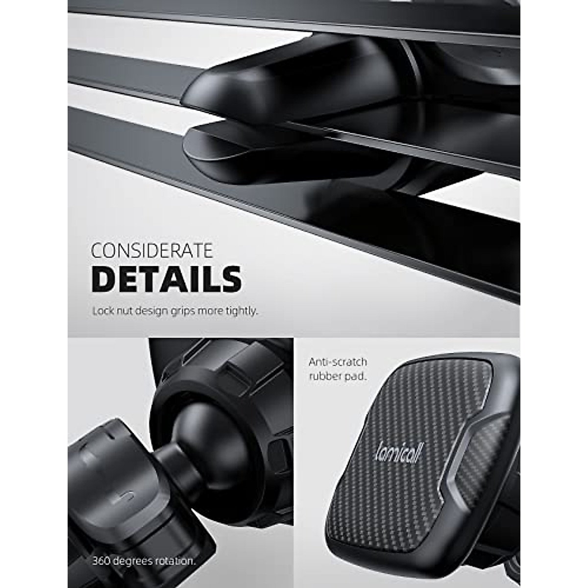 Lamicall Magnetic Phone Holder for Car, [6 Strong Magnets] Car Phone Holder Mount, Cell Phone Holder for Car, iPhone Car Holder Compatible with All Smartphone