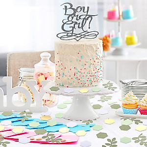 Crtiin 500 Pcs Greenery Gold Eucalyptus Confetti Baby Shower Confetti Hexagon Scatter Boho Scatter Table Decoration for Wedding Bridal Party Classroom Nursery (Tea Green, Sage Green, White, Gold)