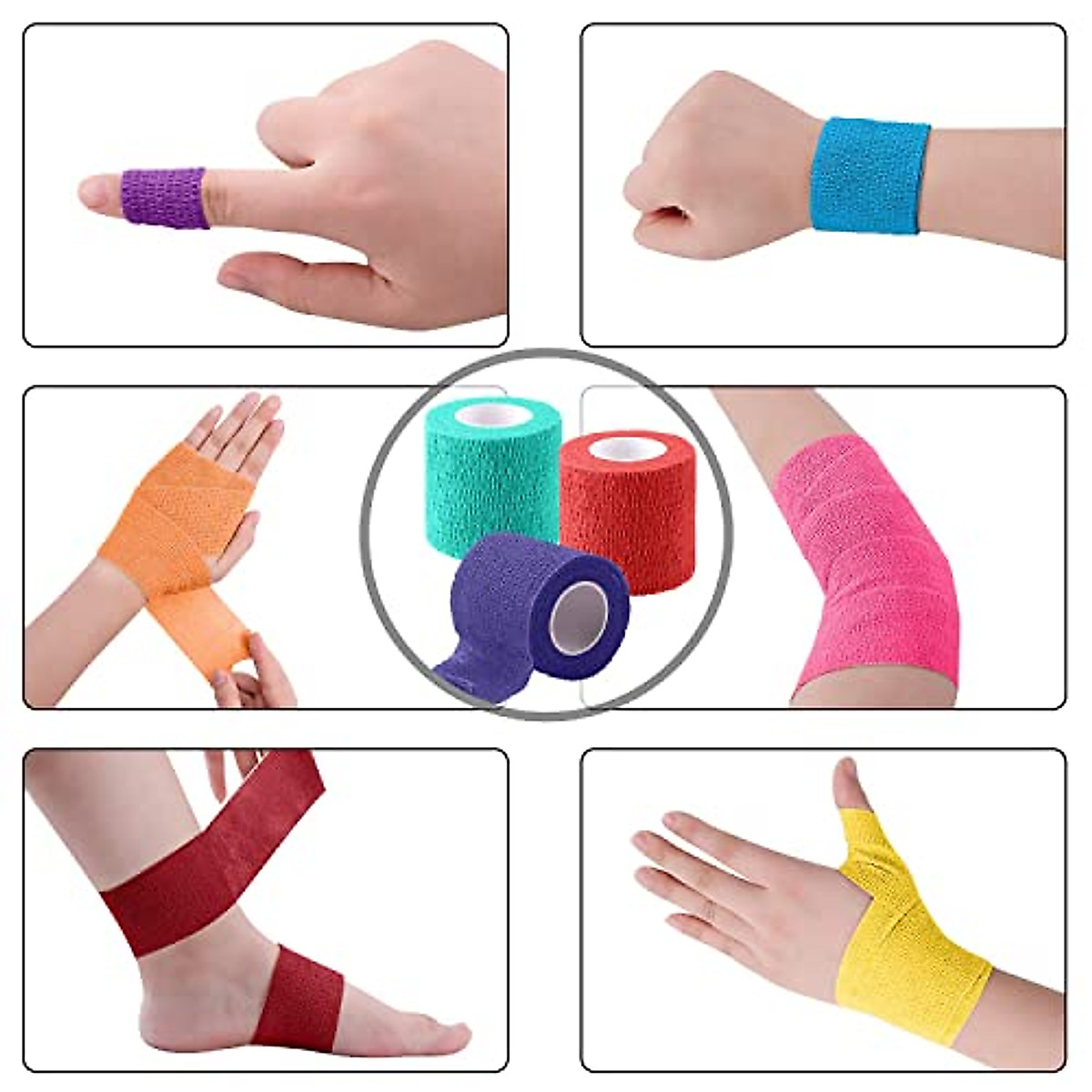 BQTQ 30 Rolls Self Adhesive Bandage Wrap 2 inch Self Adherent Wrap Tape Breathable Athletic Tape Stretch Sports Wrap Self Adhesive Wrap for Wrist Ankle Swelling Sprains(Rainbow Color)