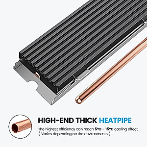 ORICO M.2 SSD Heatsink Cooler with Heat Pipe+ M2 Thermal Pad Thermal Conduction+Aluminium Cooling for PC / PS5 Single and Double-Sided 2280 NVME/NGFF M.2 SSD, Black-M2HS2