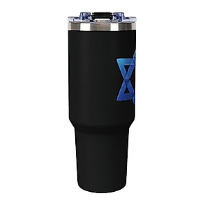 Israel Flag 40 Oz Car Cup Stainless Steel Travel Mug Leak-Proof Insulated Tumbler with Handle Light Rose Red-style