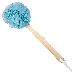 Arswin Loofah Back Scrubber for Shower,Wooden Handle Bath Sponge Lufa Shower Brush, Soft Nylon Mesh Back Cleaner Washer, Body Brush for Women&Kids Bathroom Shower Accessories (Blue)